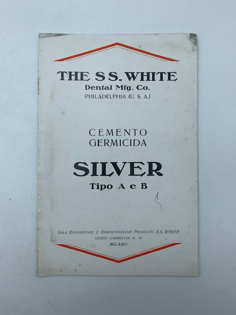 CATALOGO VINTAGE PUBBLICITA The Ss. White Dental Mfg Co Cemento germicida Silver
