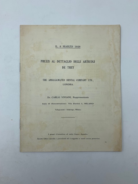Prezzi al dettaglio articoli De Trey (Listino) 1928