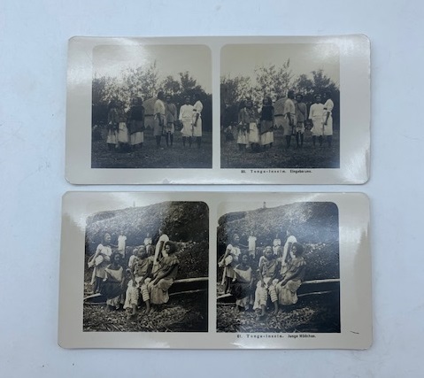 Tonga Inseln. 2 fotografie stereoscopiche etnografiche originali, Is. Tonga